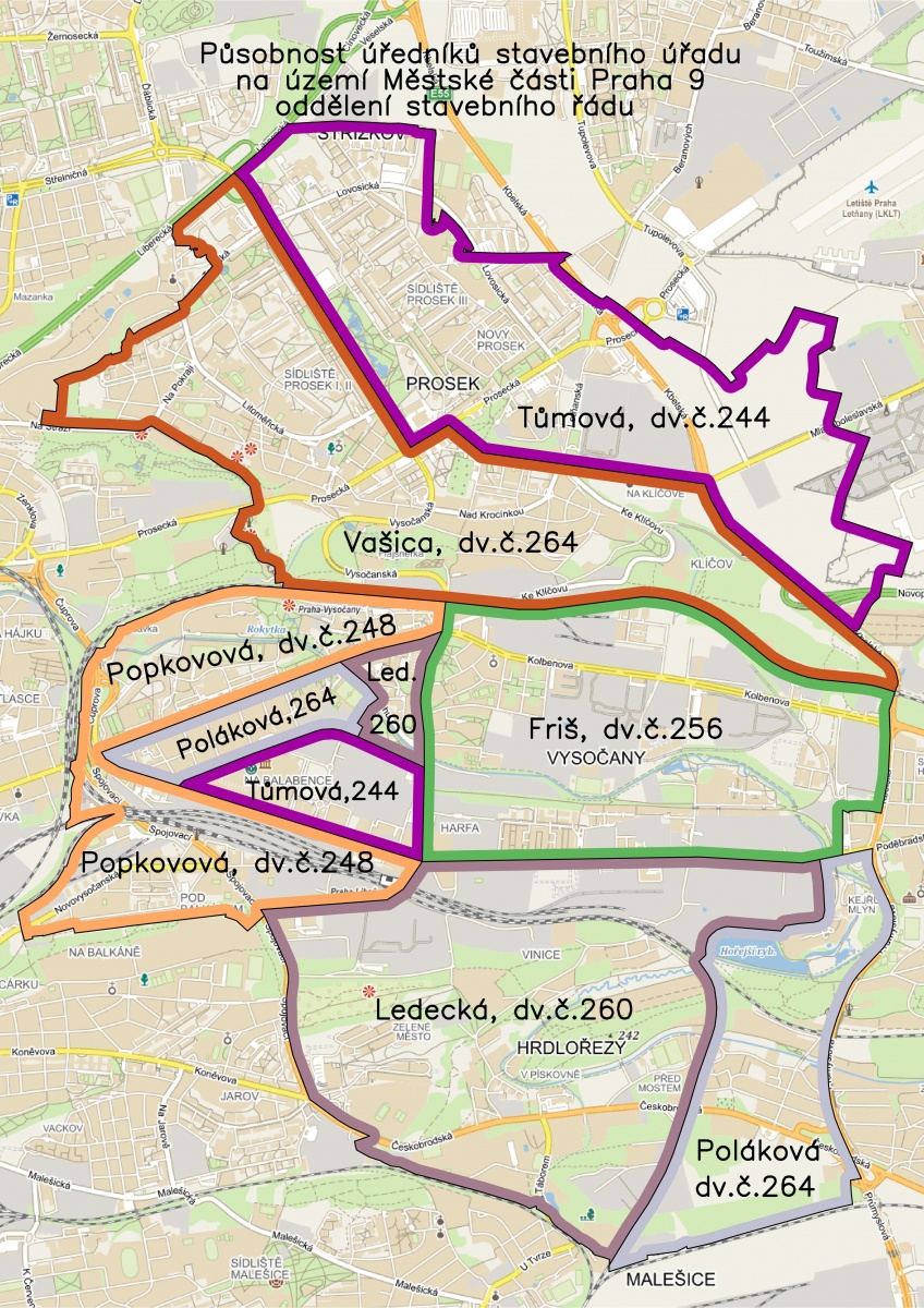 Rozdělení území správního obvodu (městské části) Praha 9 - územní ...